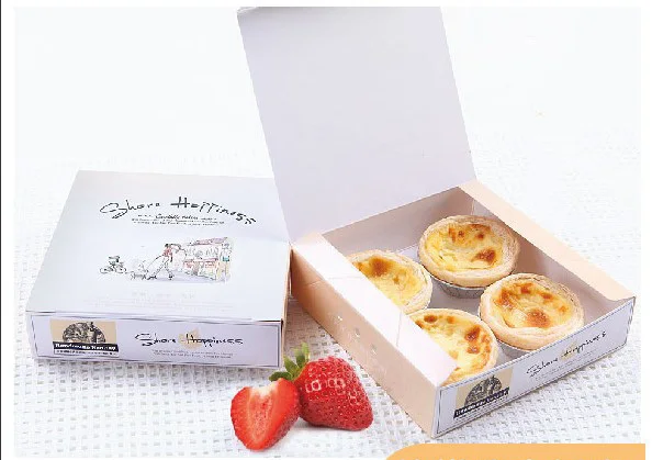 16*16*4cm Thickened Egg Tart packing box Baking package pizza cake ...