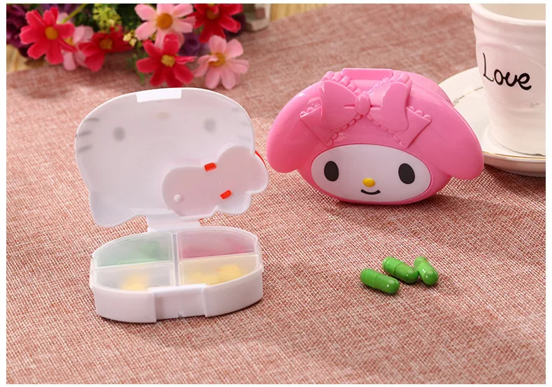 Cartoon Hello Kitty And My Melody Design Portable Pill Medicine Box ...