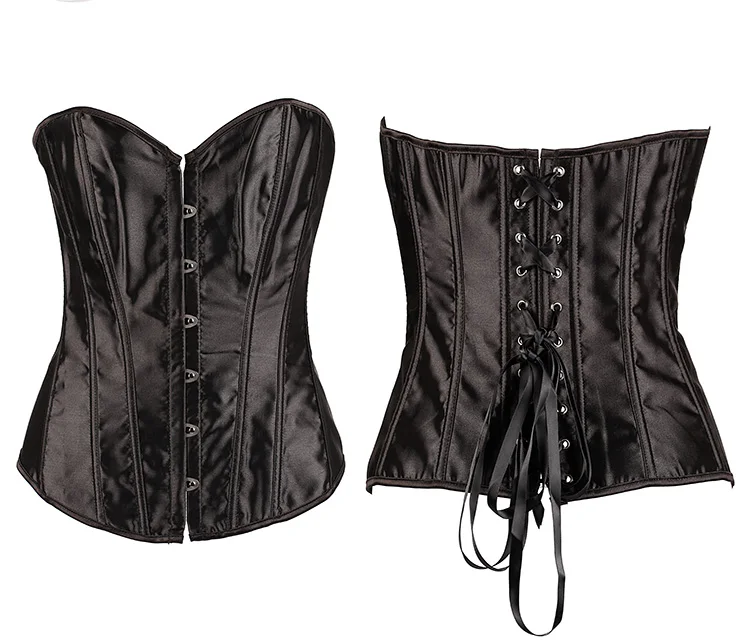 6 colors metal busk clips corselet Overbust bustier satin classic ...