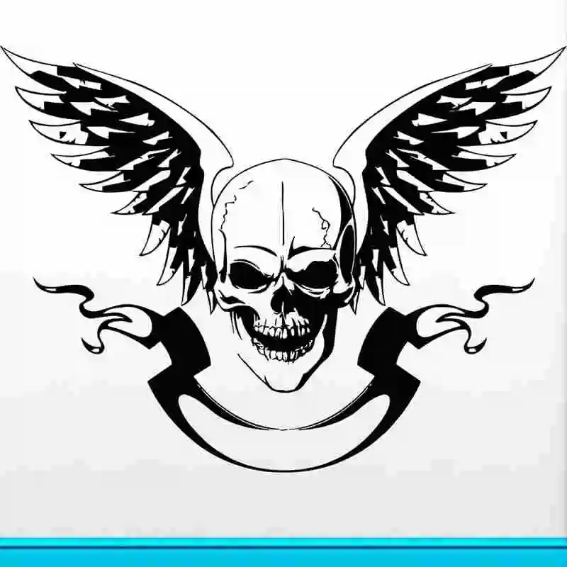 Skull Wing Sticker Punk Death Decal Devil Name Car Art Wall Decals ...