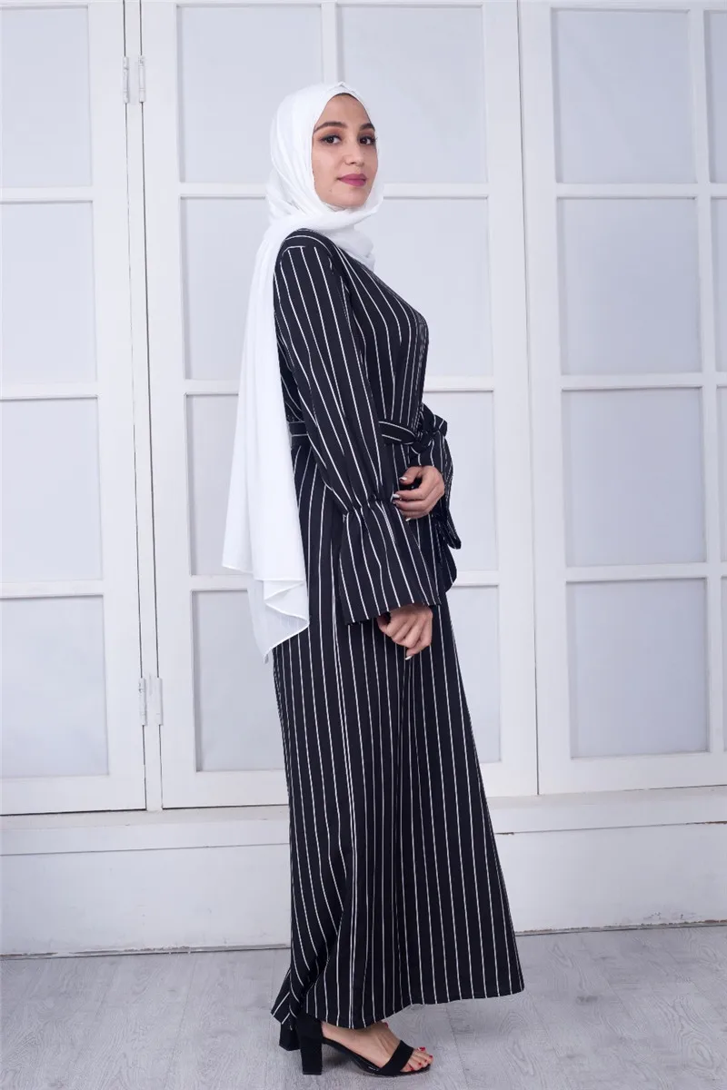 Qatar Uae Islamic Clothing Modest Muslim Dress Women Stripes Saudis ...