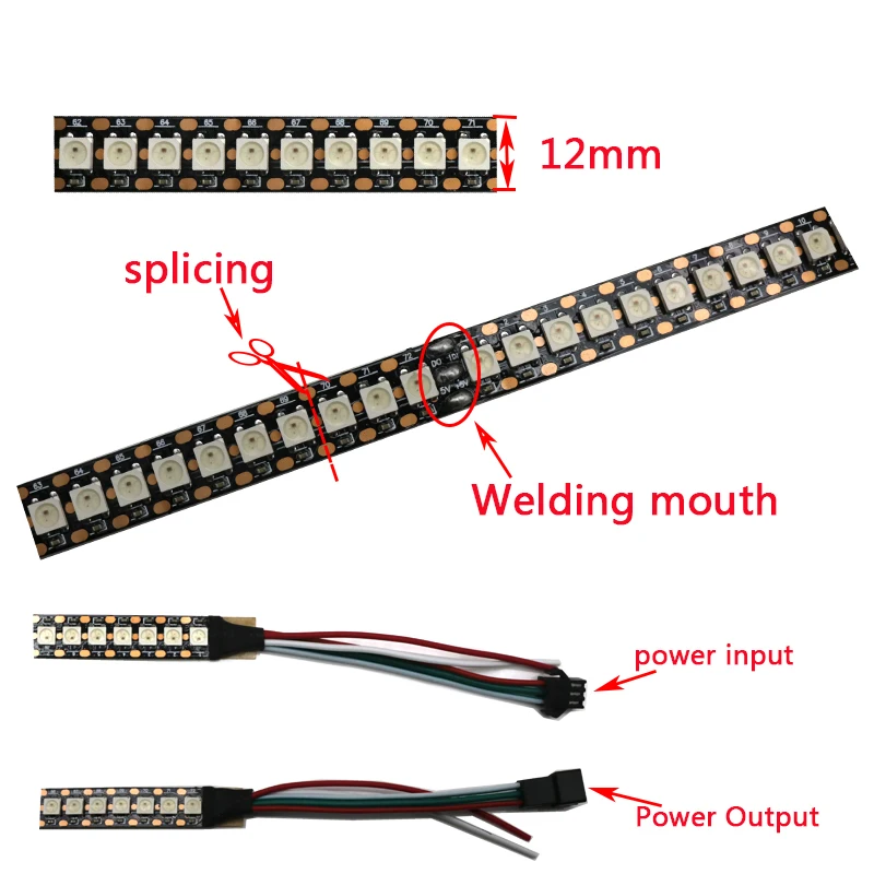 USB Powered 5V WS2812 IC WS2812B RGB LED Strip light 144leds/m 5050 SMD ...