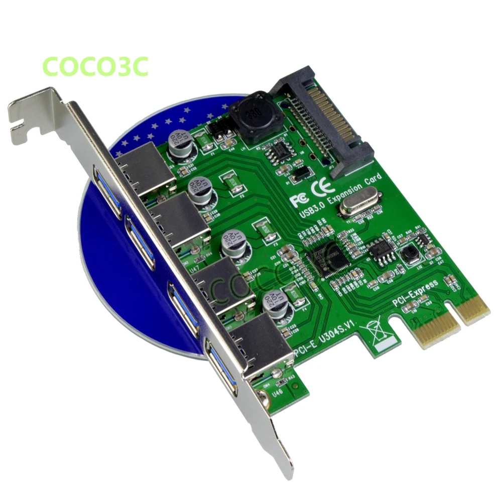 4 USB3.0 to PCI e Card Quad port USB3.0 extender cards PCI Express to ...