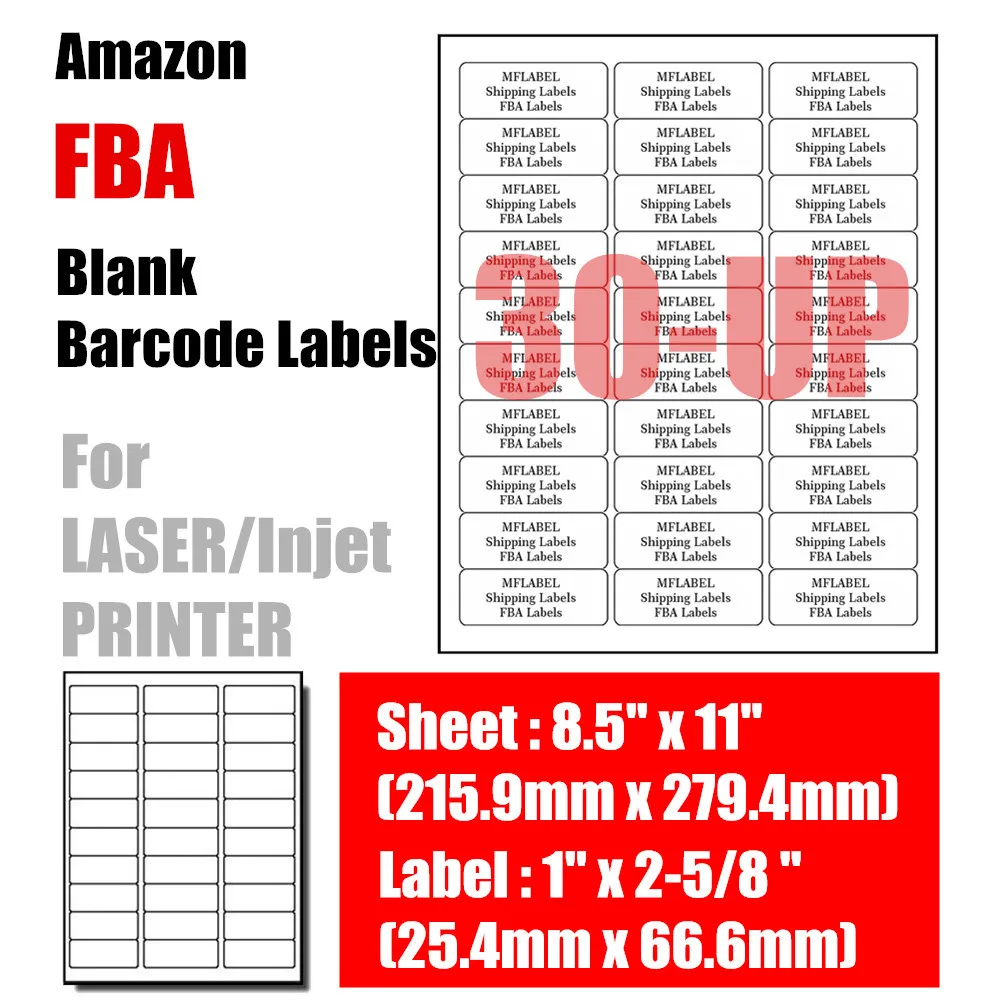 30UP 100 Sheets 1 X 2 5 8inch Labels Fulfilled By Amazon FBA Blank Bar Code Label Merchant 