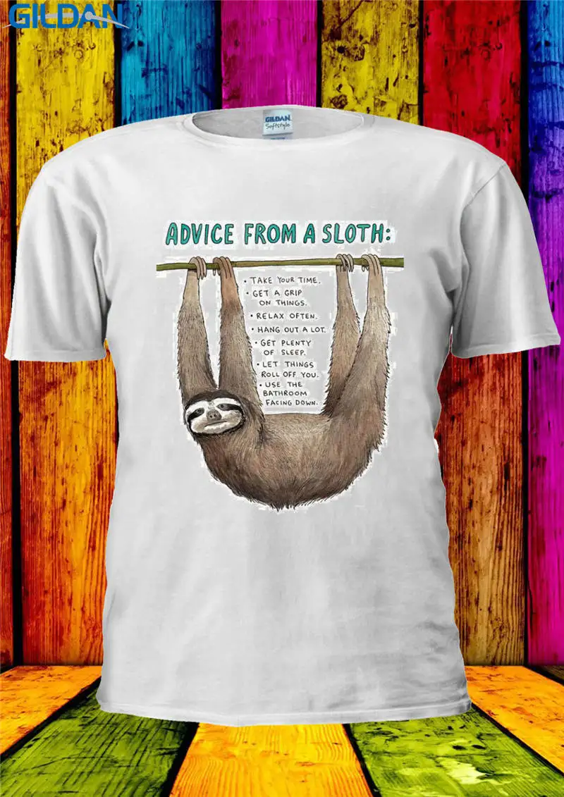 Offensive T Shirts O Neck Short Sleeve Advice From A Sloth Lazy Graphic ...