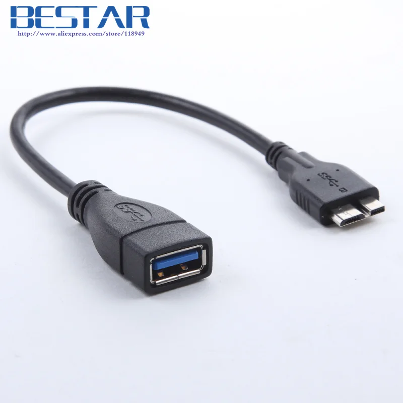 White & Black Micro USB 3.0 9pin OTG Host Flash Disk Cable 20cm USB3.0 ...