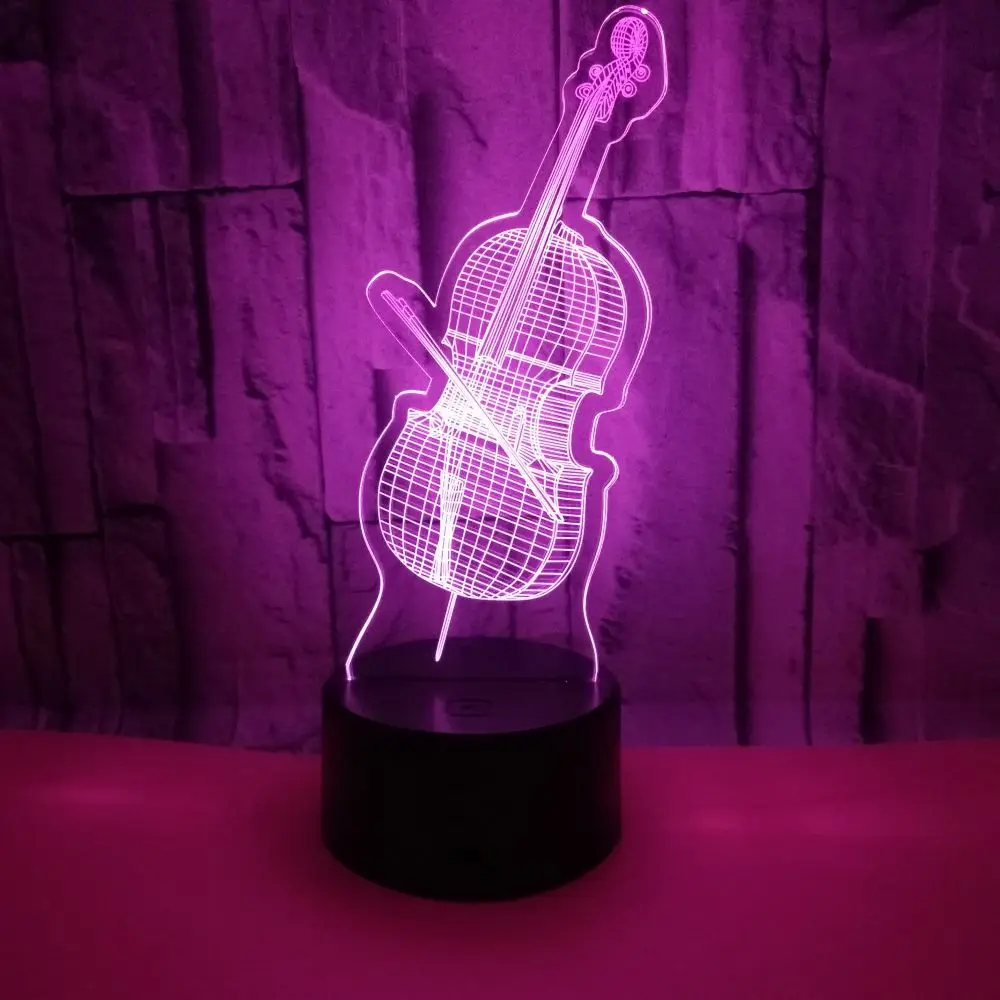 New Violin 3d Lamp Colorful Remote Touch switch Lovely 7 color change ...