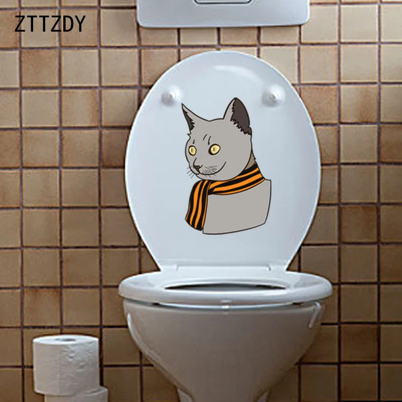 ZTTZDY 13.9*21.1CM Animal Cat Toilet Seat Sticker Wall Decal Living ...
