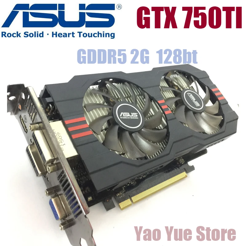 ASUS GTX-750TI-OC-2GB GTX750TI GTX 750TI 2G D5 DDR5 128 bit PC escritorio tarjetas gráficas PCI ...