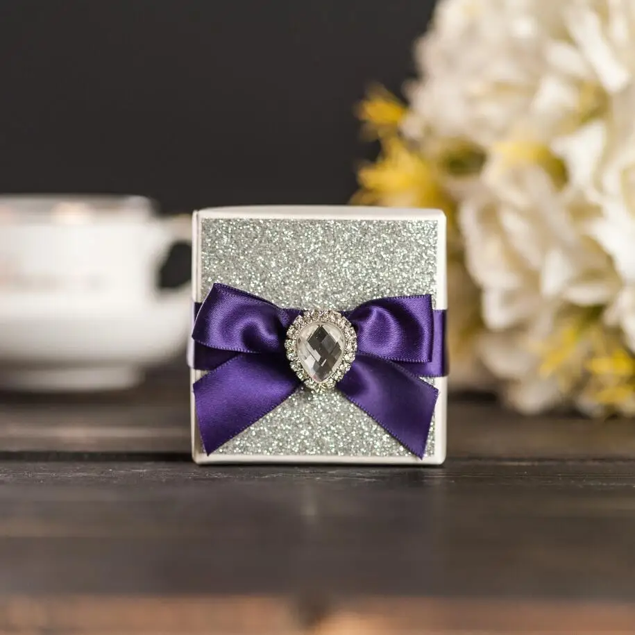 Luxury Glitter Wedding Candy Boxes With Ribbon and Rhinestone Chocolate ...