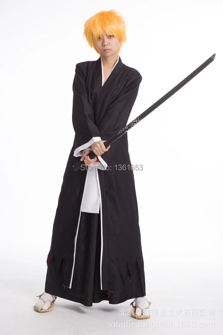 Hot Anime Bleach cosplay Black/white Ichigo Kurosaki Men's Bankai ...