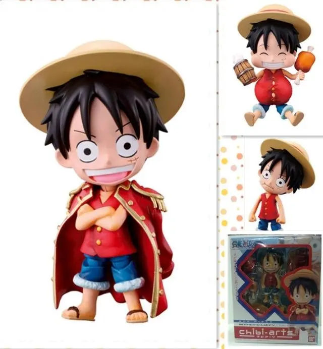 Mini Anime One Piece Luffy Nendoroid PVC mudança Face figura modelo Toy ...