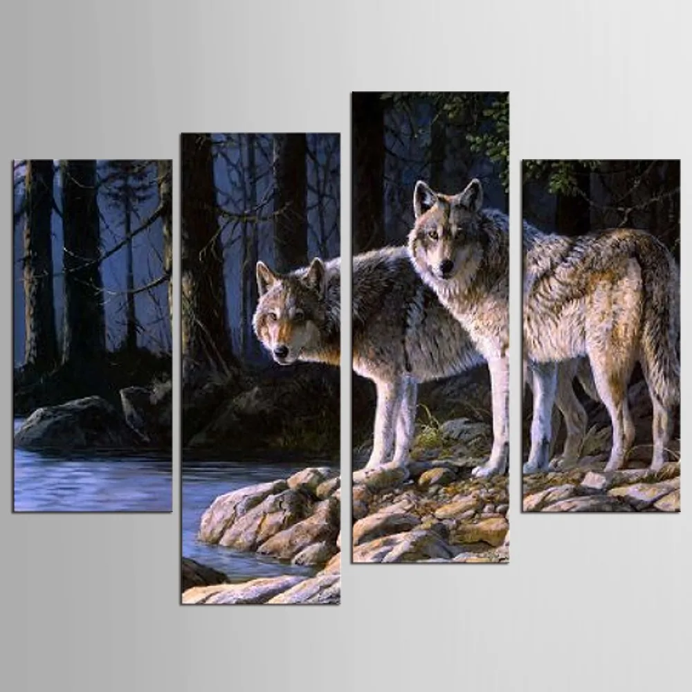 4 unids/set arte de pared de animales decoración del hogar moderno Lobo ...
