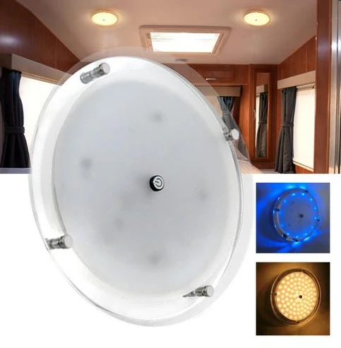 Lámpara LED Circular de techo de cristal para caravana/RV/autocaravana ...