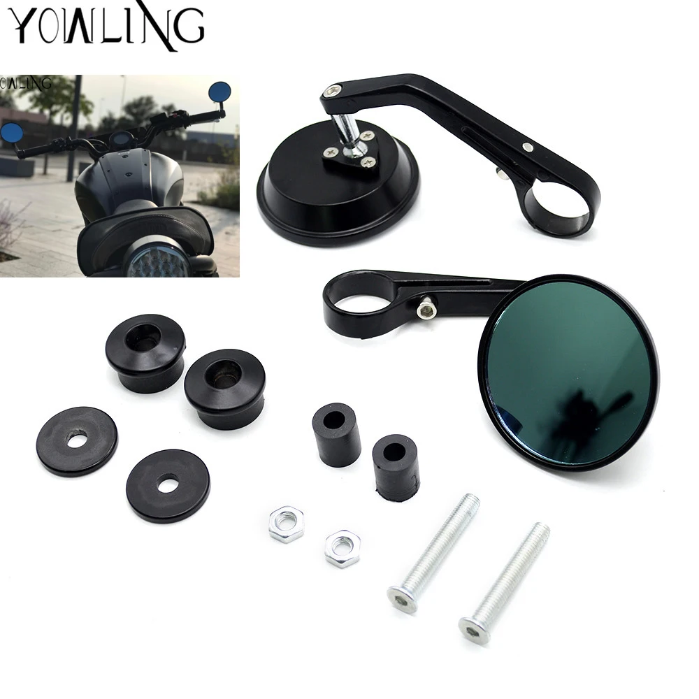Universal Motorcycle 7 8 Handle Bar End Side Rearview Rear Mirrors