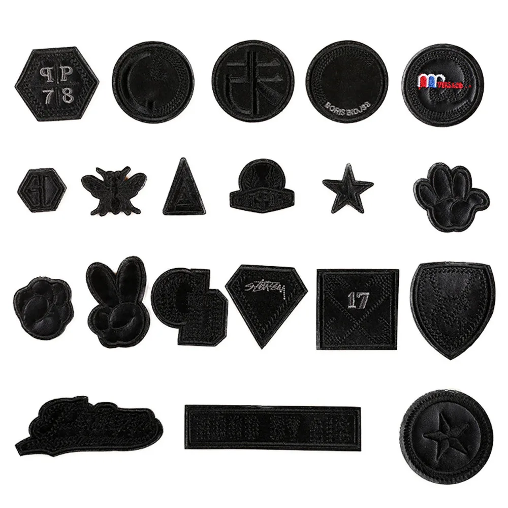 20pcs Exquisite DIY Clothes Patches Stickers Mini Fashion Black Pattern ...