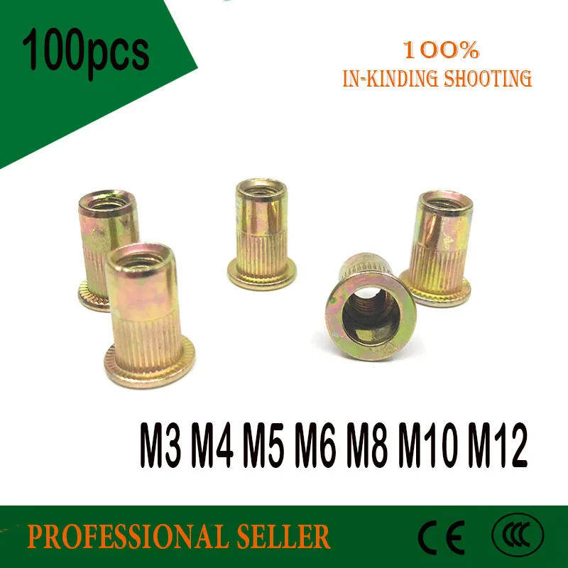 100pcs M3 M4 M5 M6 M8 M10 M12 Mix Hollow Rivet Set Zinc Plated Carbon ...