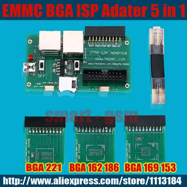 100% Original EMMC ISP Adapter 5in 1 (BGA 221 + BGA 169 153 + BGA 162 ...