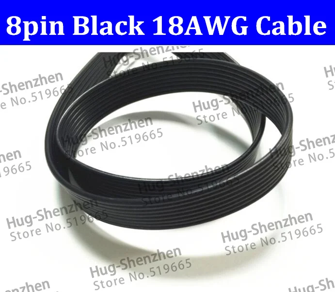 8pin all BLACK 1007 18AWG Ribbon Cable for led pixel module 8P ...