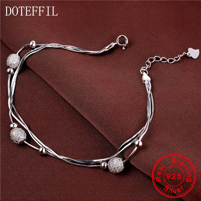 Новая распродажа, 925 пробы Серебряный женский браслет, Модный Круглый ...