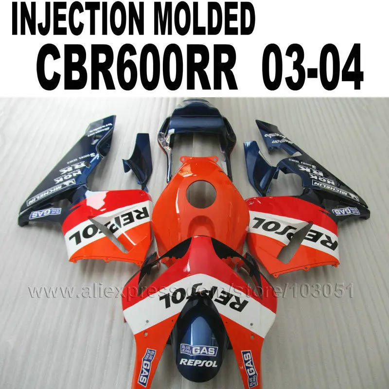 Abs Plastic Injection Fairing Kits For Honda Repsol Cbr600rr 2003 2004 ...