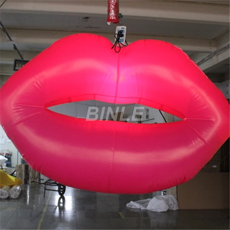 1.5mW sexy giant inflatable red lip balloon with led lights for ...