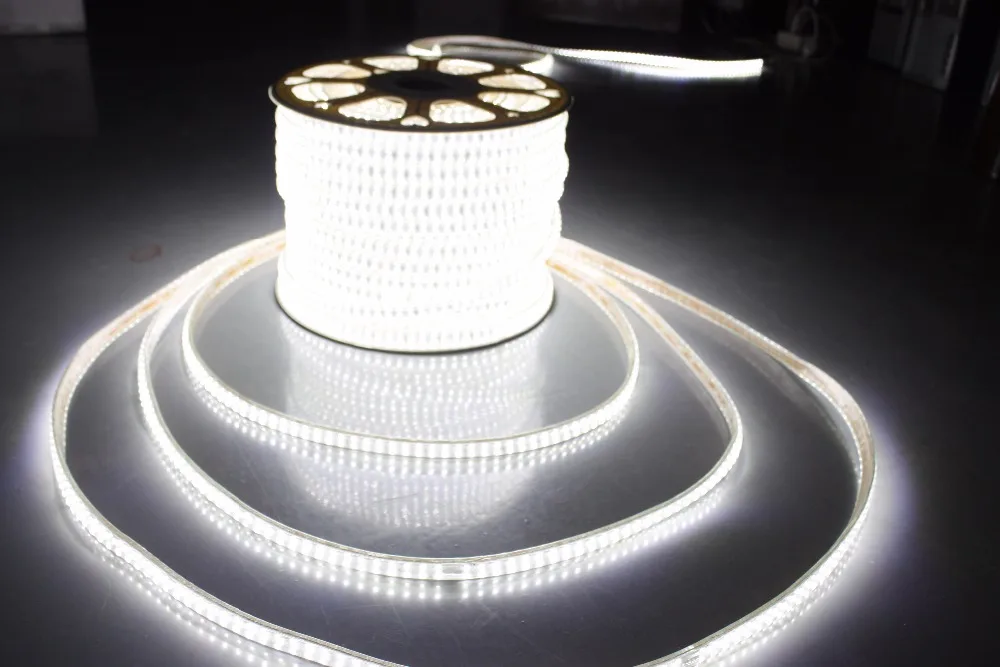 5M 220V led light strip Waterproof Double Row 180leds/m Light emitting ...