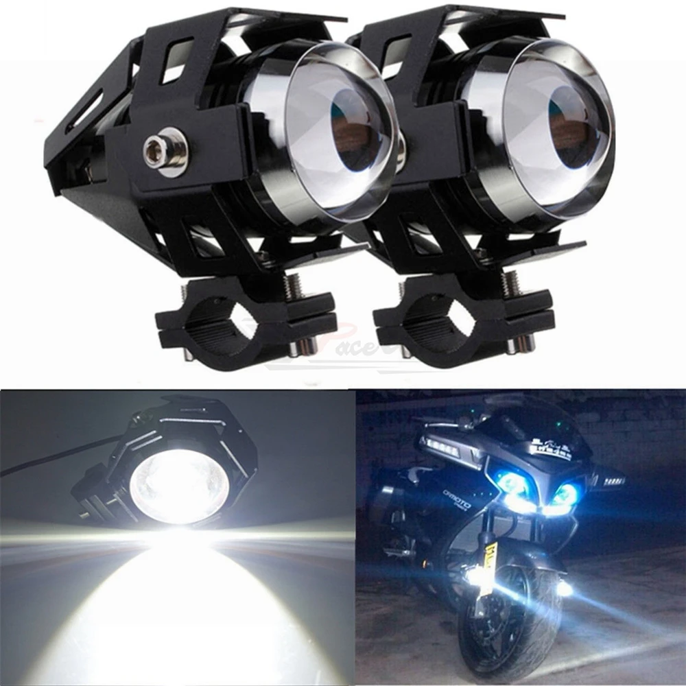 2pcs 125w Motorcycle Led Headlight 2 Color Waterproof Led Fog Light
