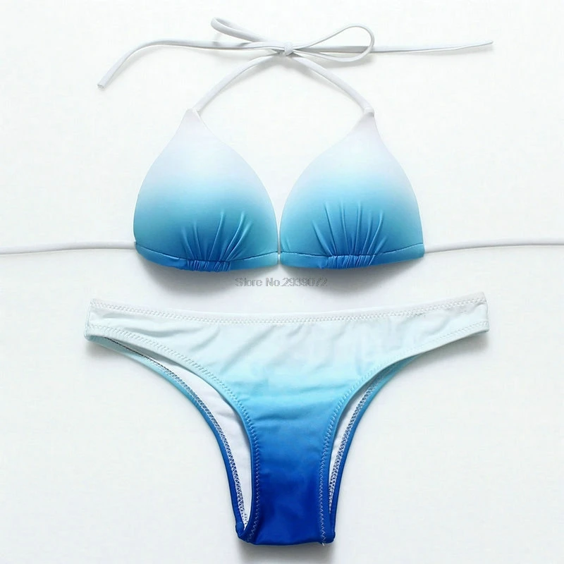 2019 Aipbunny Sexy Drawstring Gradient Swimwear Tankini Bikinis Push Up