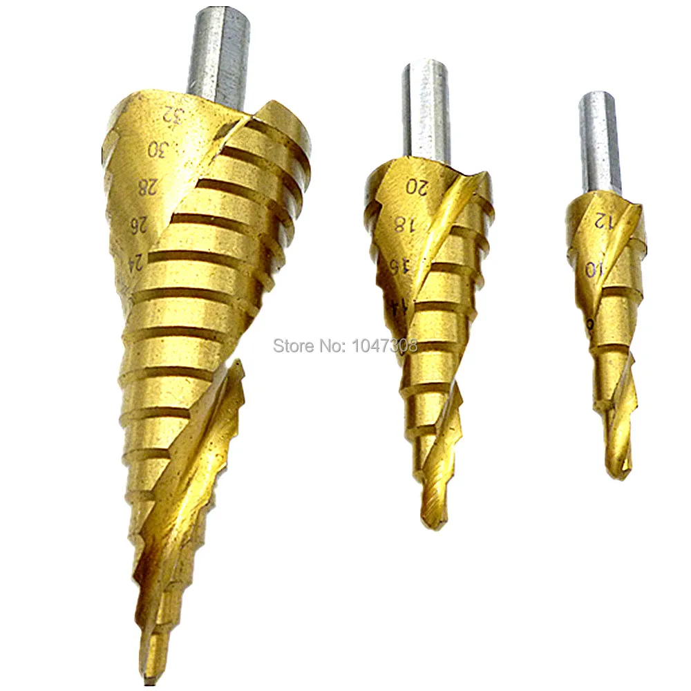 3 Pieces Large Hss Step Titanium Cone Drill Hole Cutter Cut Bit Set ...