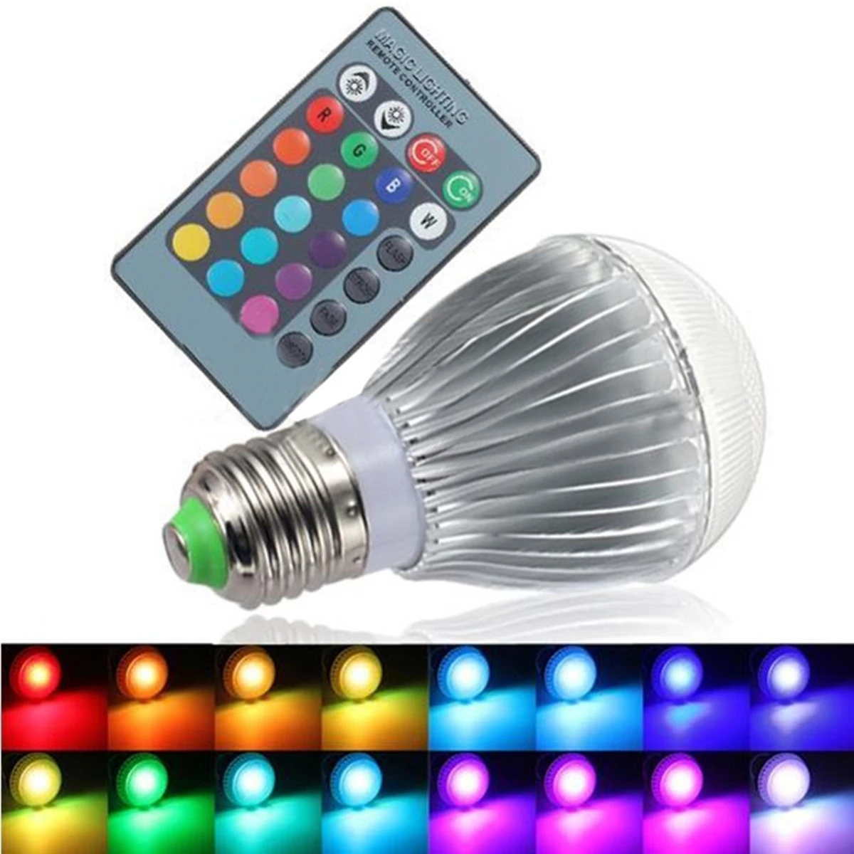High quality 9W RGB LED Bulb AC85 265V E27 16 Color Changeable RGB LED ...