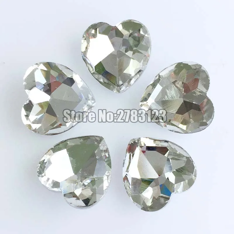 Rhinestones Heart Glass 14mm | 10mm Heart Shape Rhinestone | Crystal ...