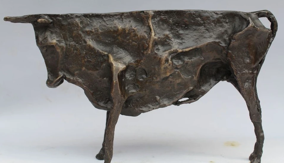 6 "China Bronze Copper Escultura Abstrata Picasso Touro OX Estátua de ...