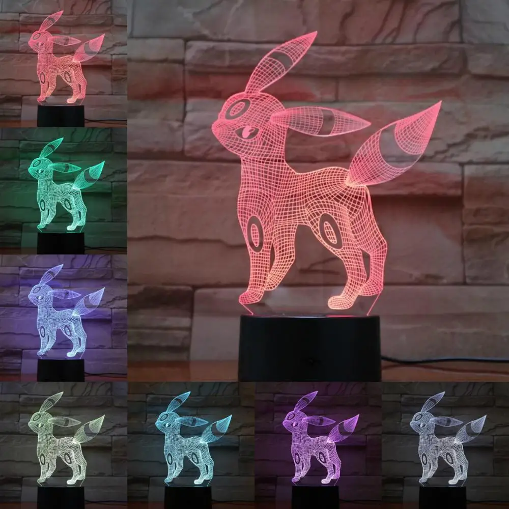Eevee 3D Lamp Pokemon Game Figures Umbreon Night Light LED Bulb ...
