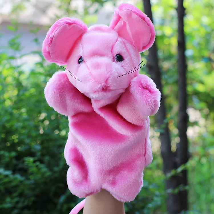 30cm-Plush-hand-puppet-toys-large-animal-shaped-plush-toy-pink-mouse ...