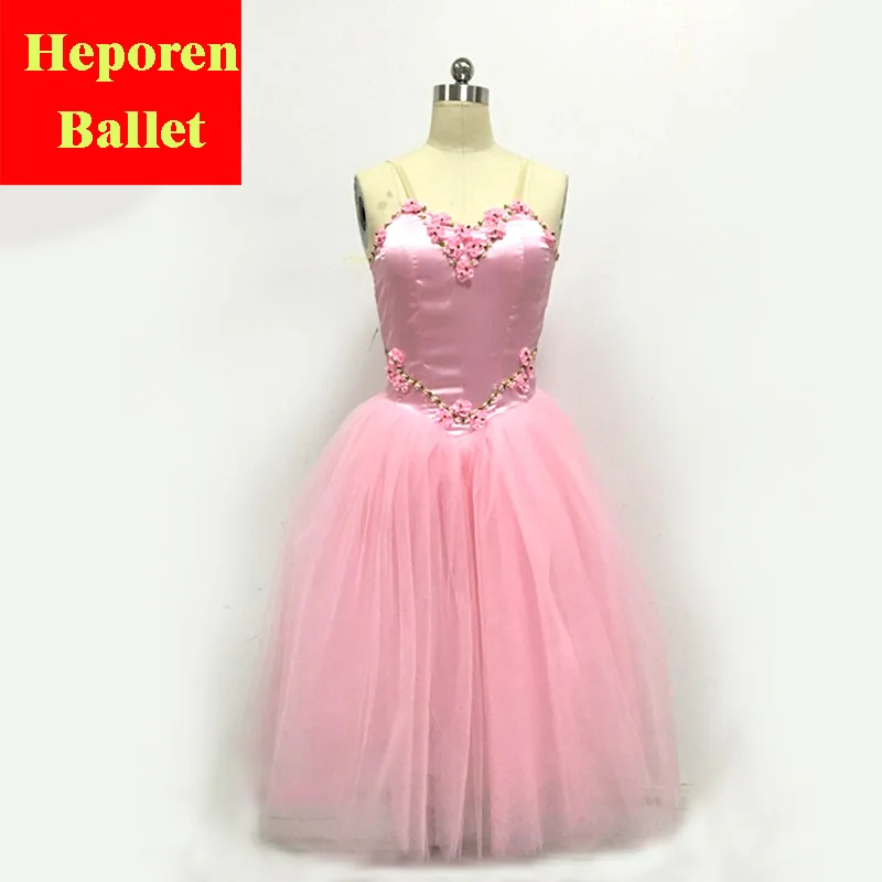 Vestidos longos românticos do balé da guarnição da flor do rosa ...