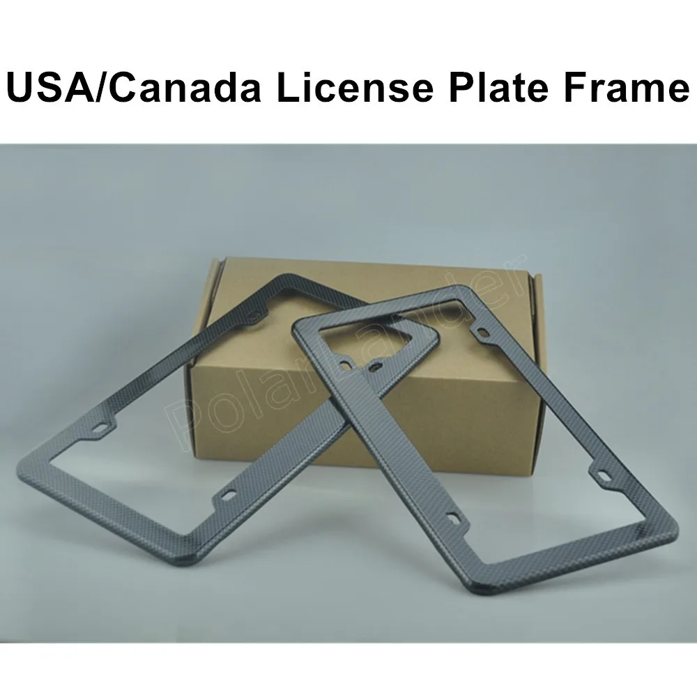 1 Pair Car License Plate Frames Plate Frame Cover Us Type Black Carbon ...