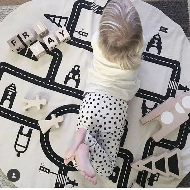 Soft Cotton Baby Kids Game Gym Activity Play Mat Crawling Blanket Black ...