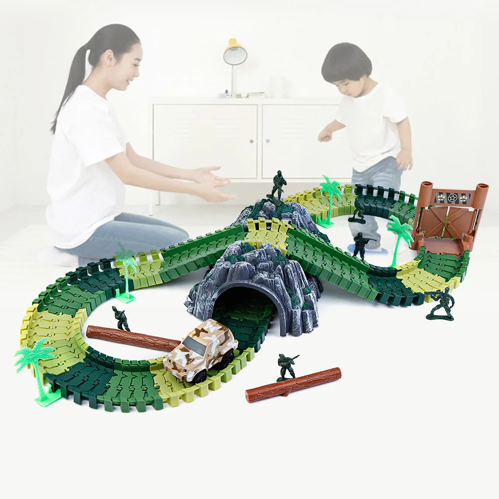 New 48/96pcs Racing Track Set Toys Roller Coaster DIY Flex Race Track ...