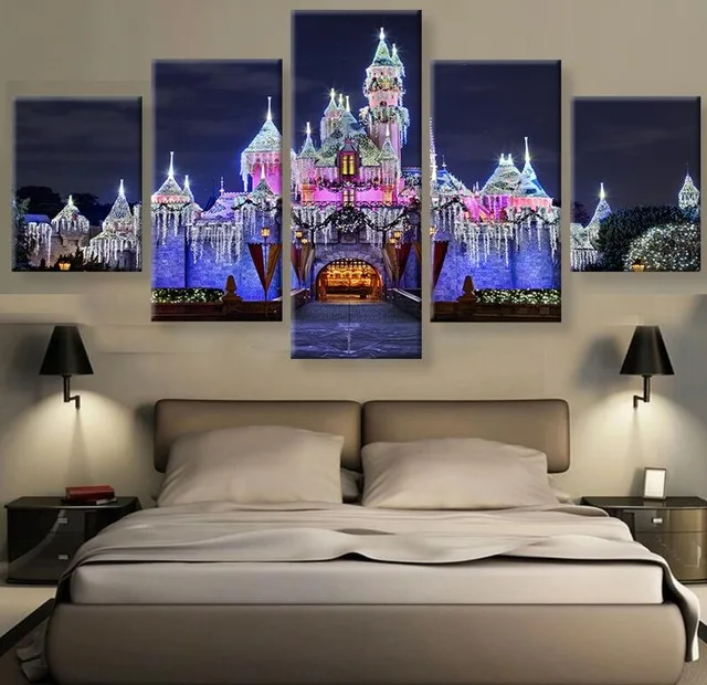 Canvas Painting Wall Art Prints Home Decor Magic Kingdom Castle Picture ...