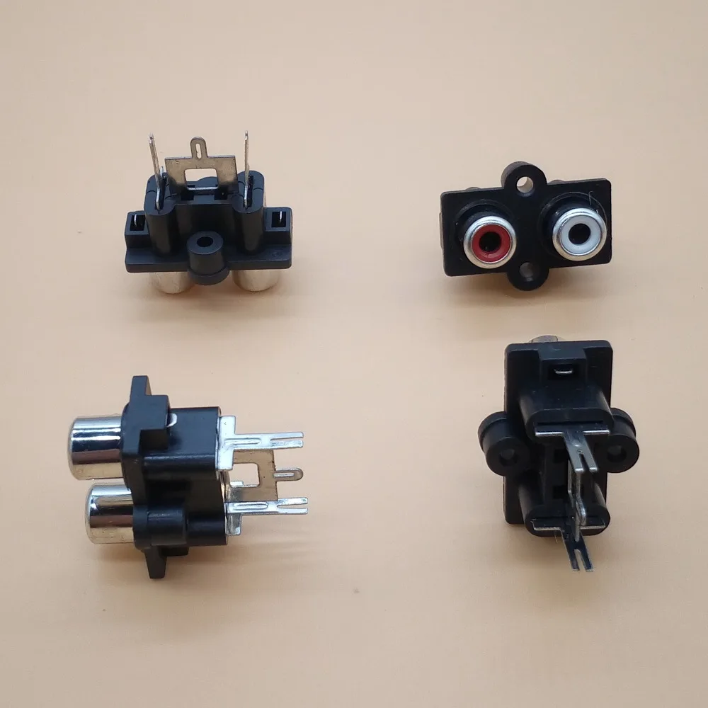 4pcs-2Pole-RCA-Female-Audio-Video-Plug-Jack-Red-White-Input-Straight ...