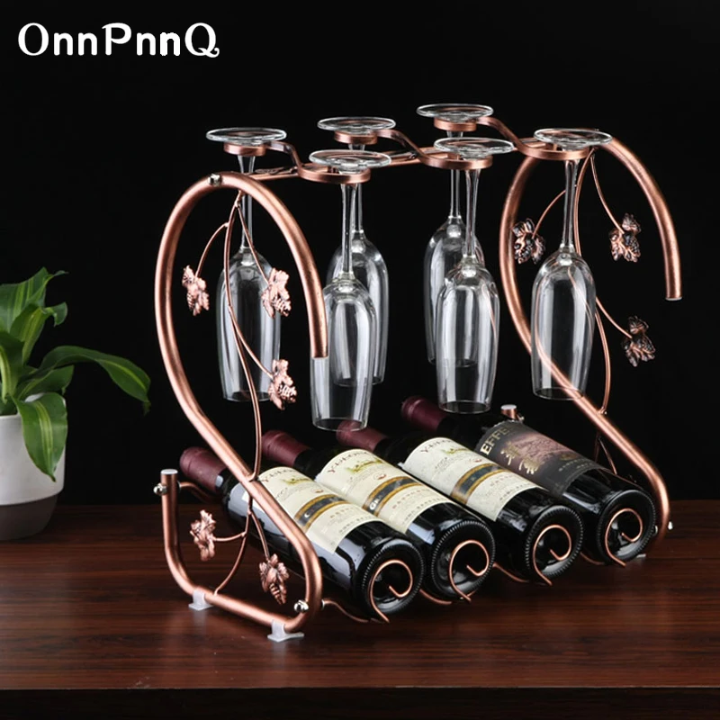OnnPnnQ Metal Wine Racks Hanging Wine Glass Decorative Rack Wine ...