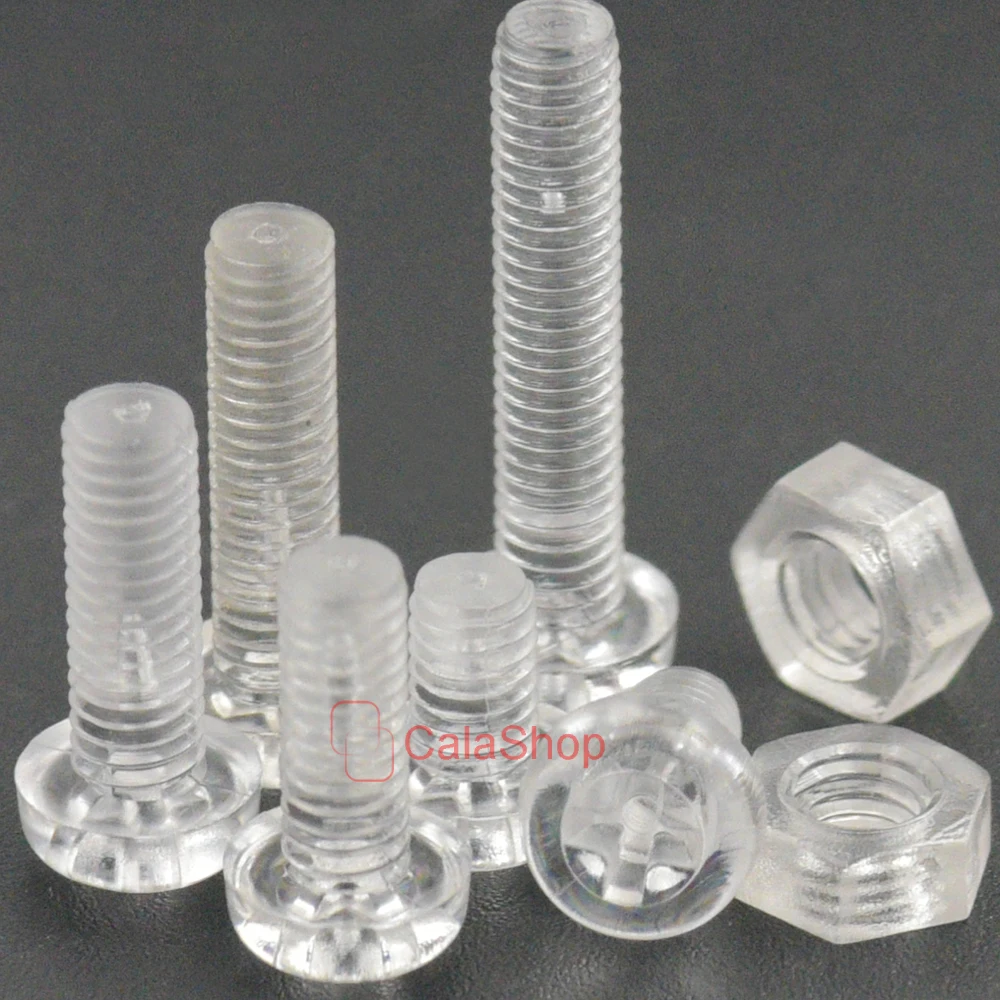 50 Pcs / Lot M3 M4 Acrylic Clear Plastic Nylon Round Phillips Head ...