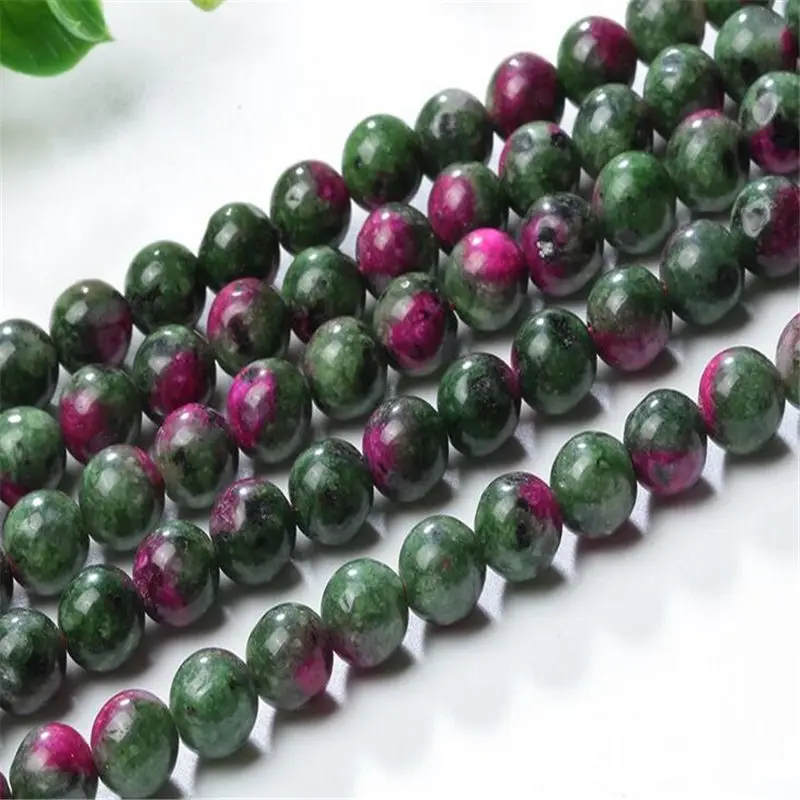 2017 6A quality natural stone beads green mixed red stone beads for ...