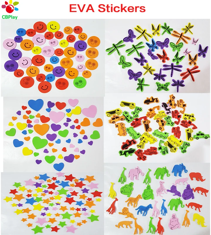 6 Styles Eva Foam Stickers Kids Children DIY Cute Drawing Patch ...