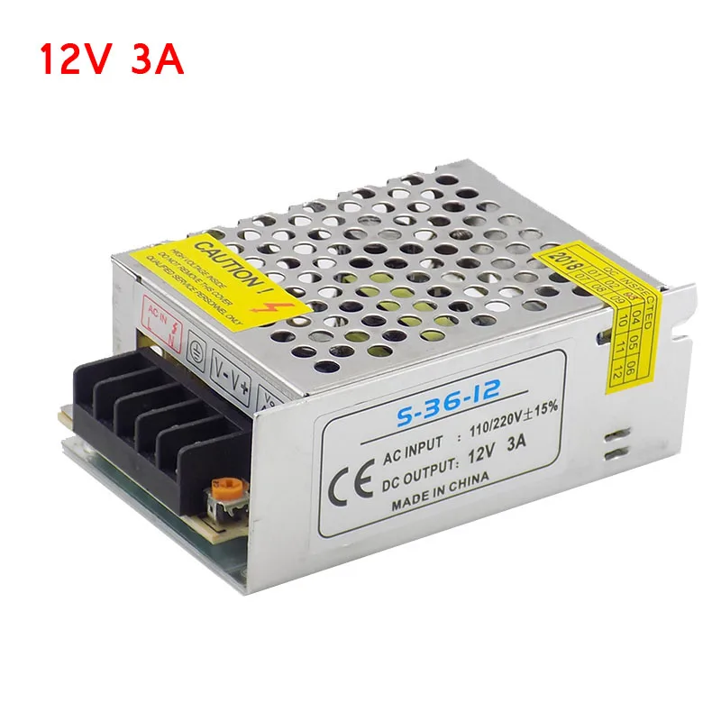 LED Lighting Transformers DC 12V 3A AC 110V 220V Power Supply for LED ...
