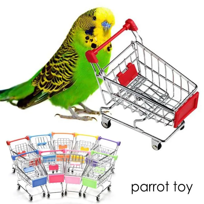 Cute Parrot Toy Metal Mini Supermarket Shopping Cart Pet Bird Parrot ...