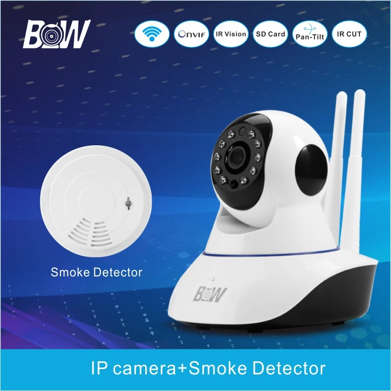 BW Mobile Remote Network Wireless IP Camera Wi Fi With Smoke Detector ...