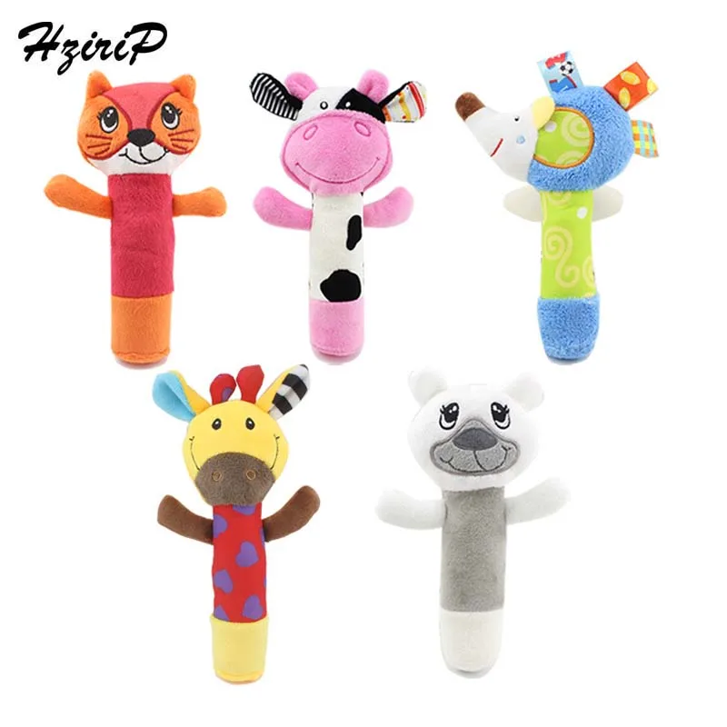 HziriP 5Types Rattles Plush Toy BB Stick Rattle Baby Toys Cute Cartoon ...