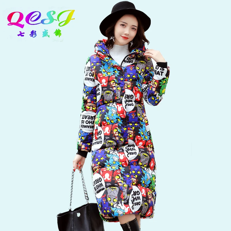 2017 Womens Winter Jacket Fashion Monster army Character Hooded Thin ...